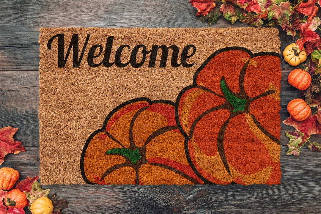Fall Welcome Pumpkin, Coir Door Mat, Welcome Mat, Front Door Mat ...