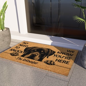 Rottweiler Door Mat, Rottweiler We Know You ARE Here Rottweilers Dogs ...