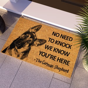 The German Shepherd Door Mat, Tilted Head Says We Know You ARE Here ...