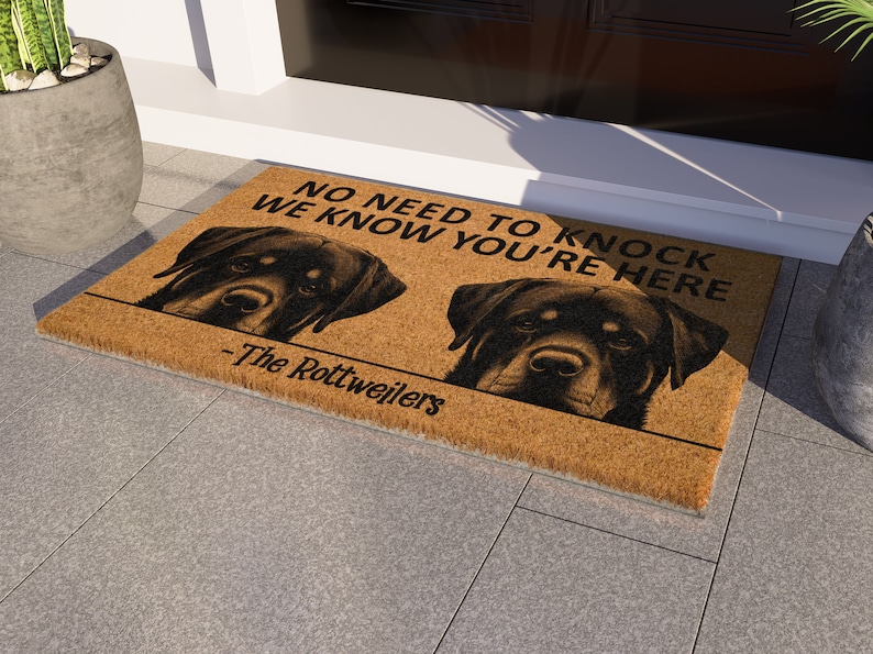 Rottweiler Door Mat, Rottweiler We Know You ARE Here Rottweilers Dogs ...
