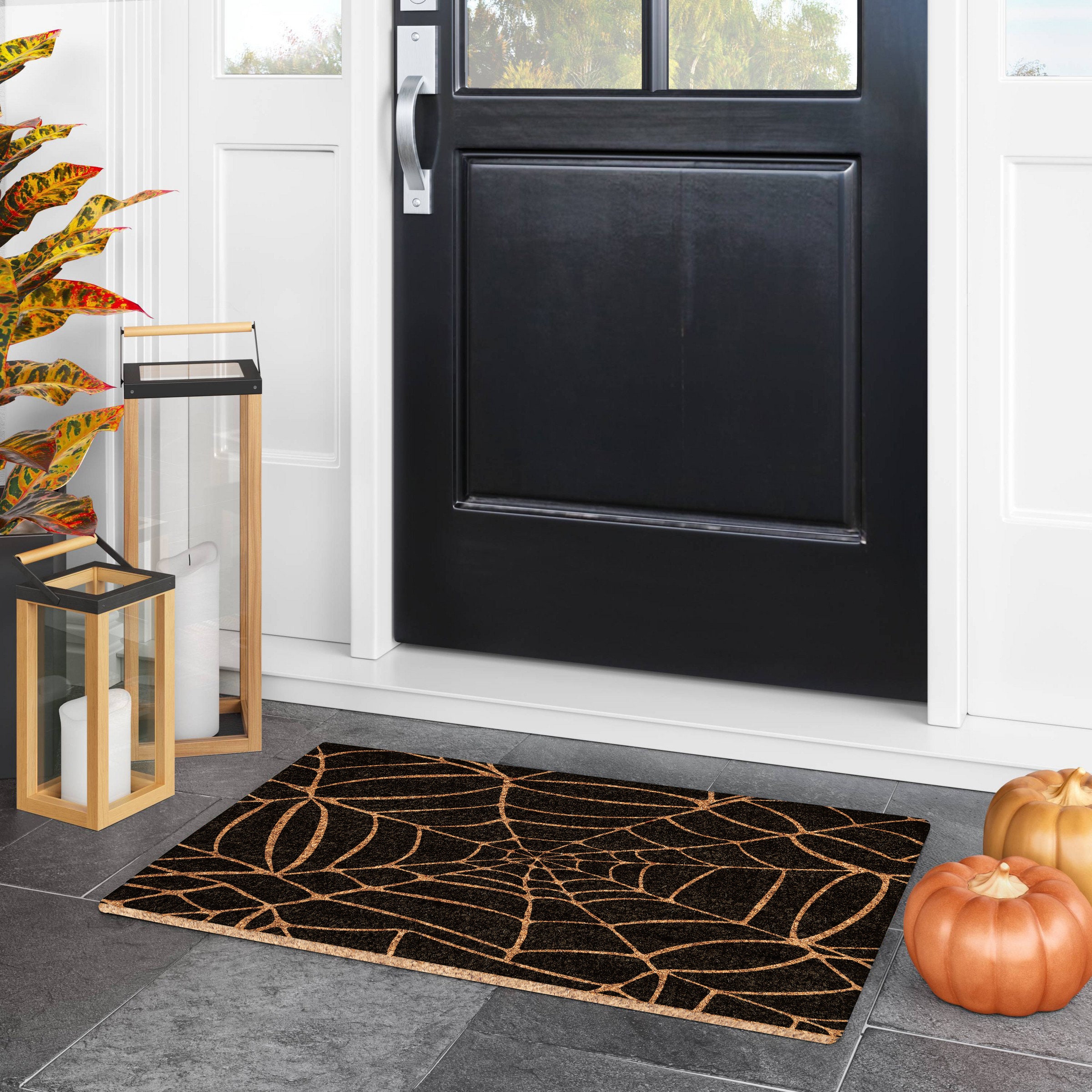 Halloween Spider Web Dark Coir Door Mat Welcome Mat Front - Etsy