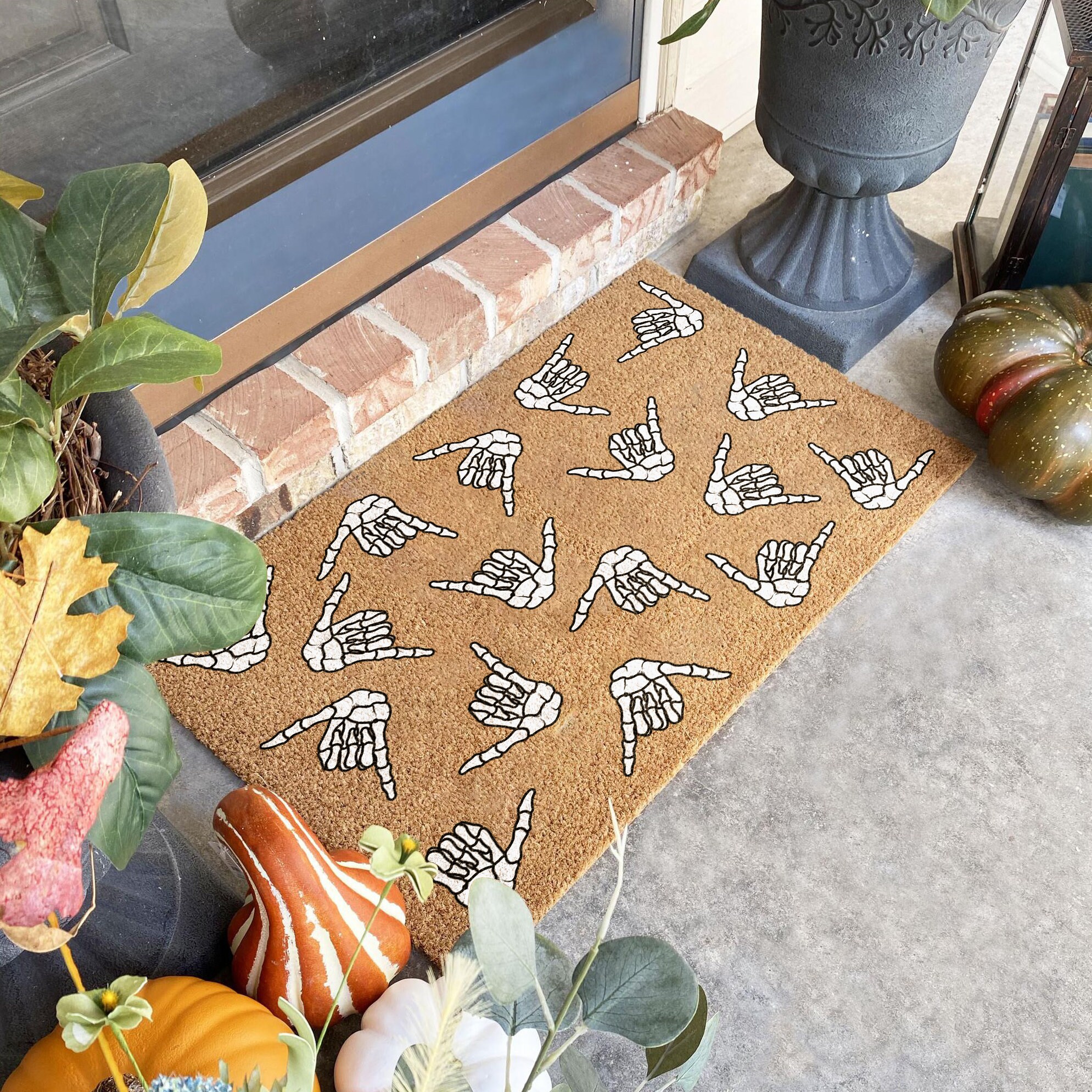 Halloween Skeleton Hands Coir Door Mat Welcome Mat Front - Etsy
