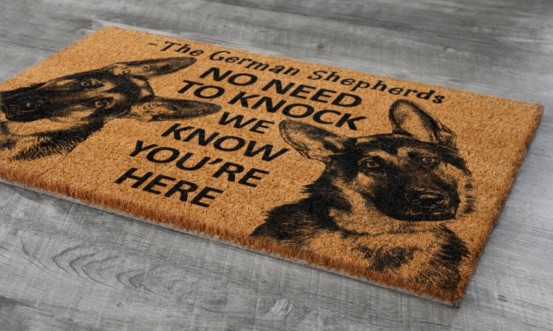 Christmas Doormat the German Shepherds Door Mat, We Know You ARE Here ...