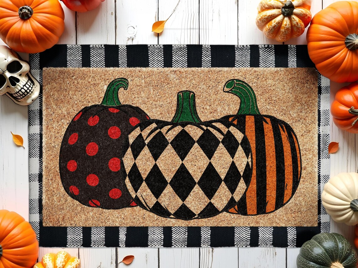 Halloween Fancy Pumpkins, Coir Door Mat, Welcome Fancy Pumpkins Mat ...