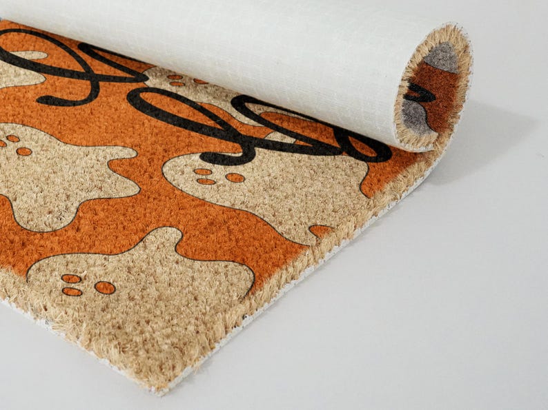 Cute Ghost Hey Boo Coir Mat, Welcome Funny Halloween Coir Mat, Happy ...