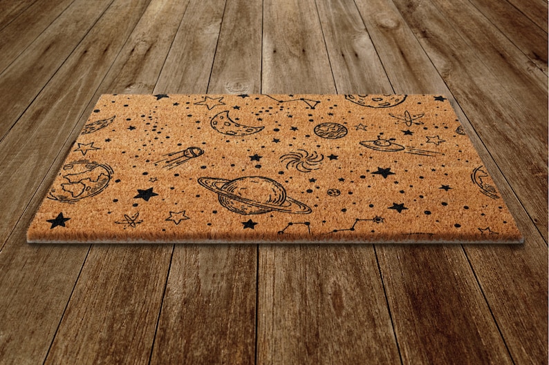 Space to Earth Door Mat, Space Pattern Welcome Coir Door Mats, Funny ...