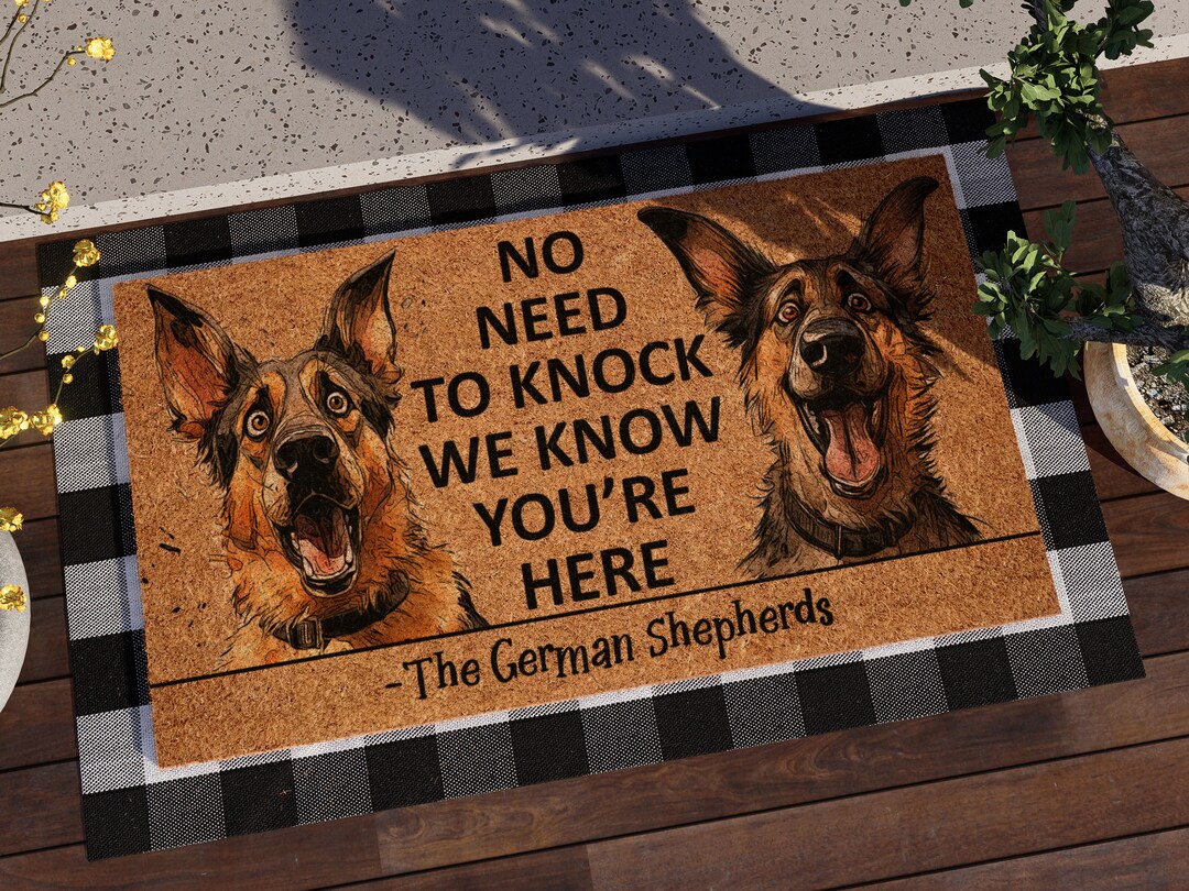 German Shepherds Cute Door Mat, Two Cute German Shepherds We Know You ...