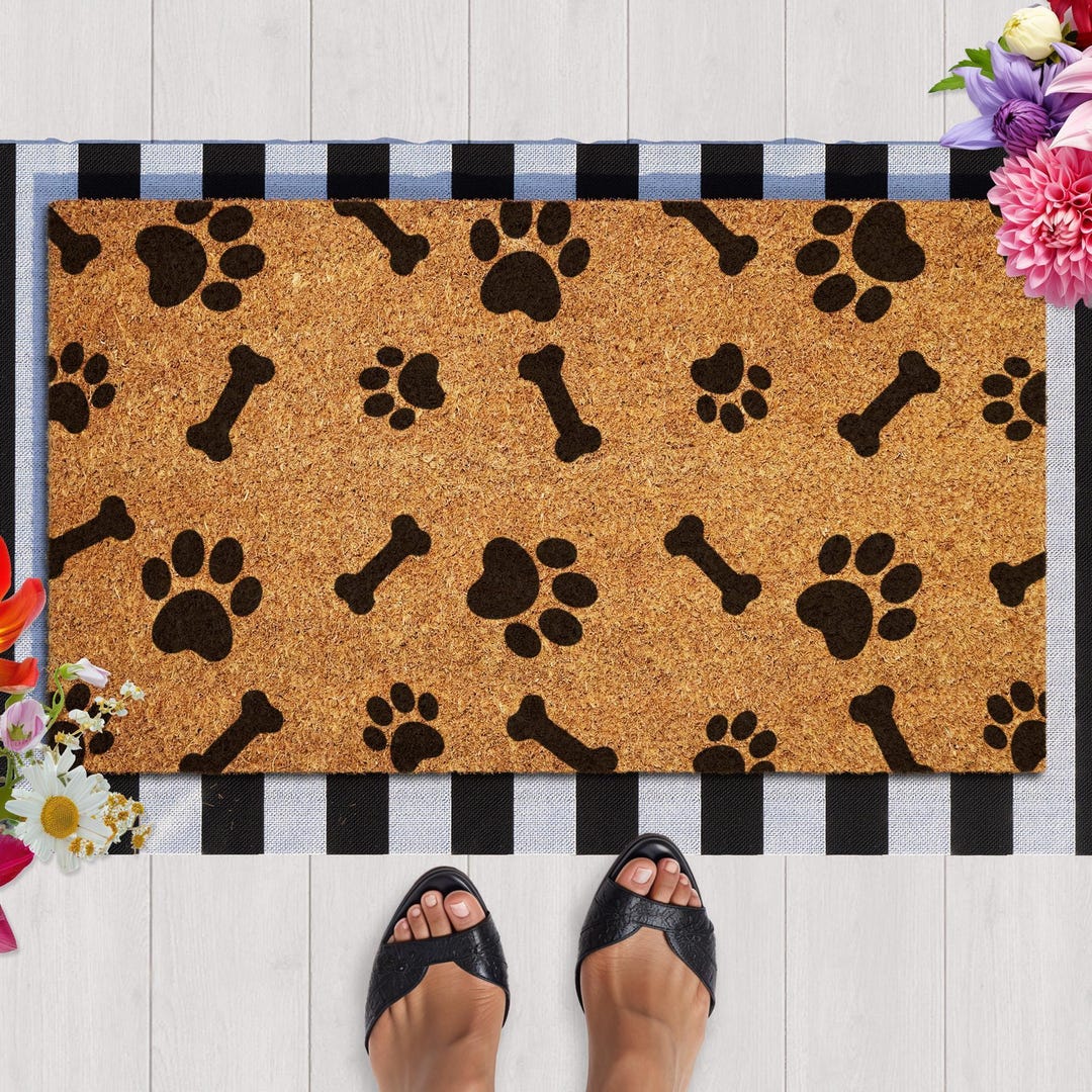 Paws and Bones Pattern Doormat, Halloween Decor, Fall Decor, Welcome ...