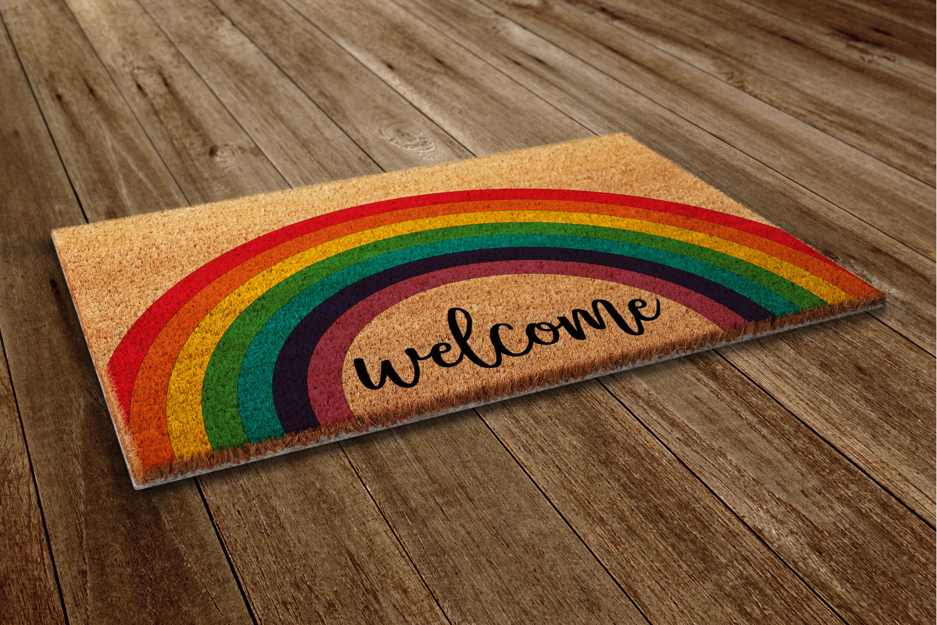 Welcome Rainbow Door Mat, Rainbows Coir Door Mats, Funny Doormat, All ...