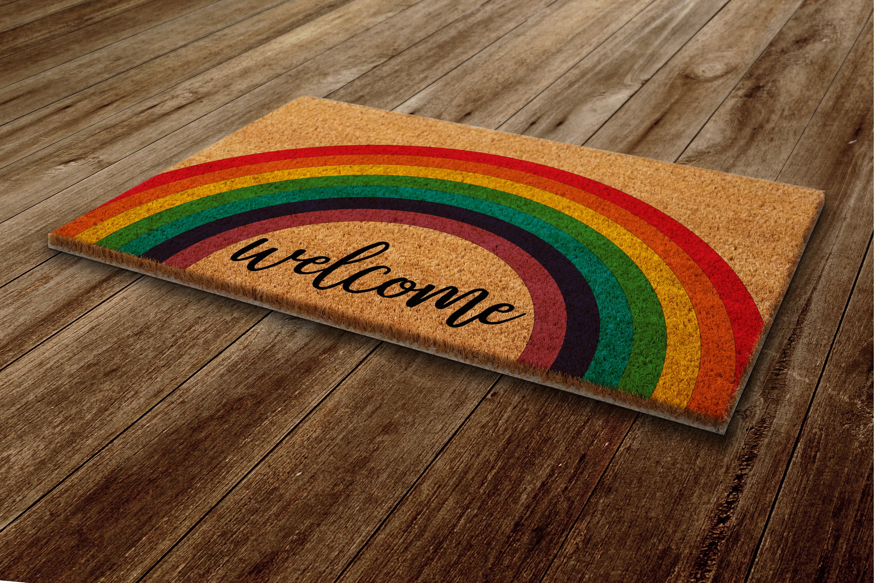 Welcome Rainbow Door Mat, Rainbows Coir Door Mats, Funny Doormat, All ...