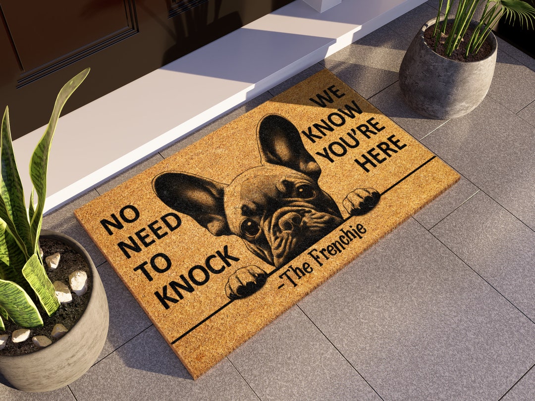 Frenchie Peekaboo Door Mat, French Bulldogs Peekaboo We Know You ARE ...