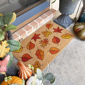 Fall Leaves, Door Mat, Coir Door Mat, Welcome Mat, Front Door Mat ...