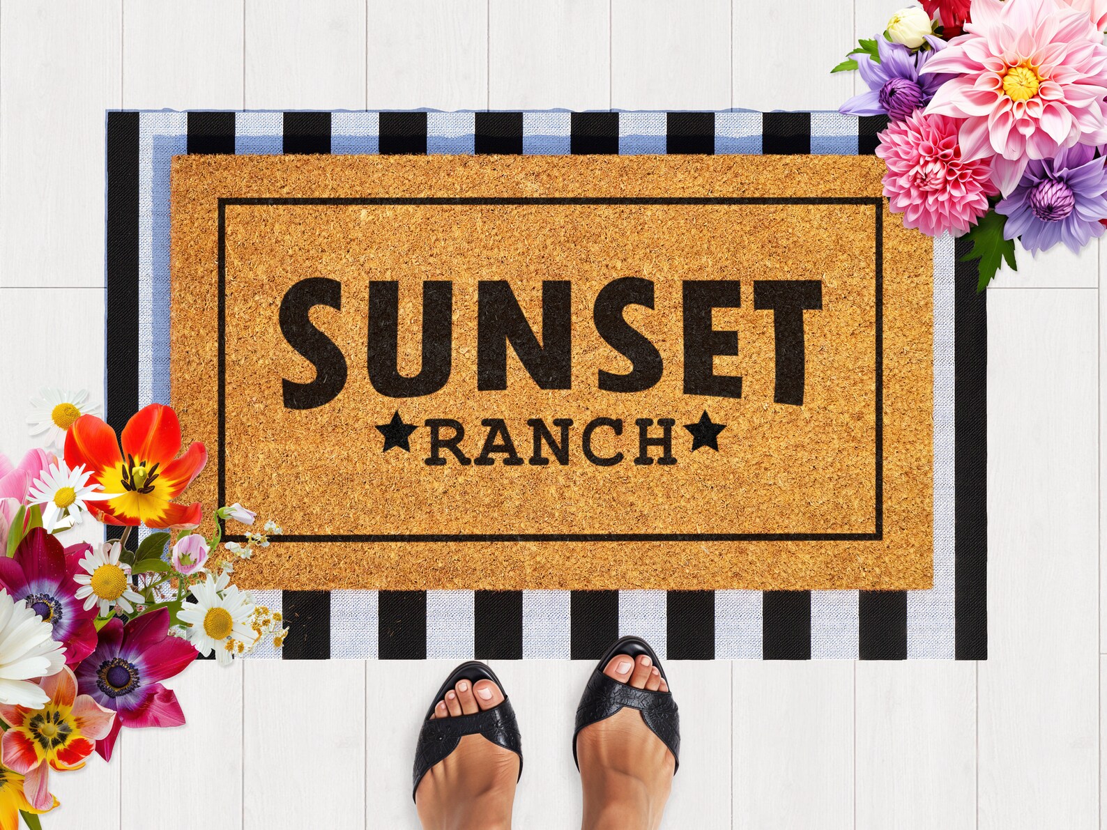 Custom Ranch Farm Cattle Brand Doormat, Farm Door Mat, Ranch, Farm Coir ...