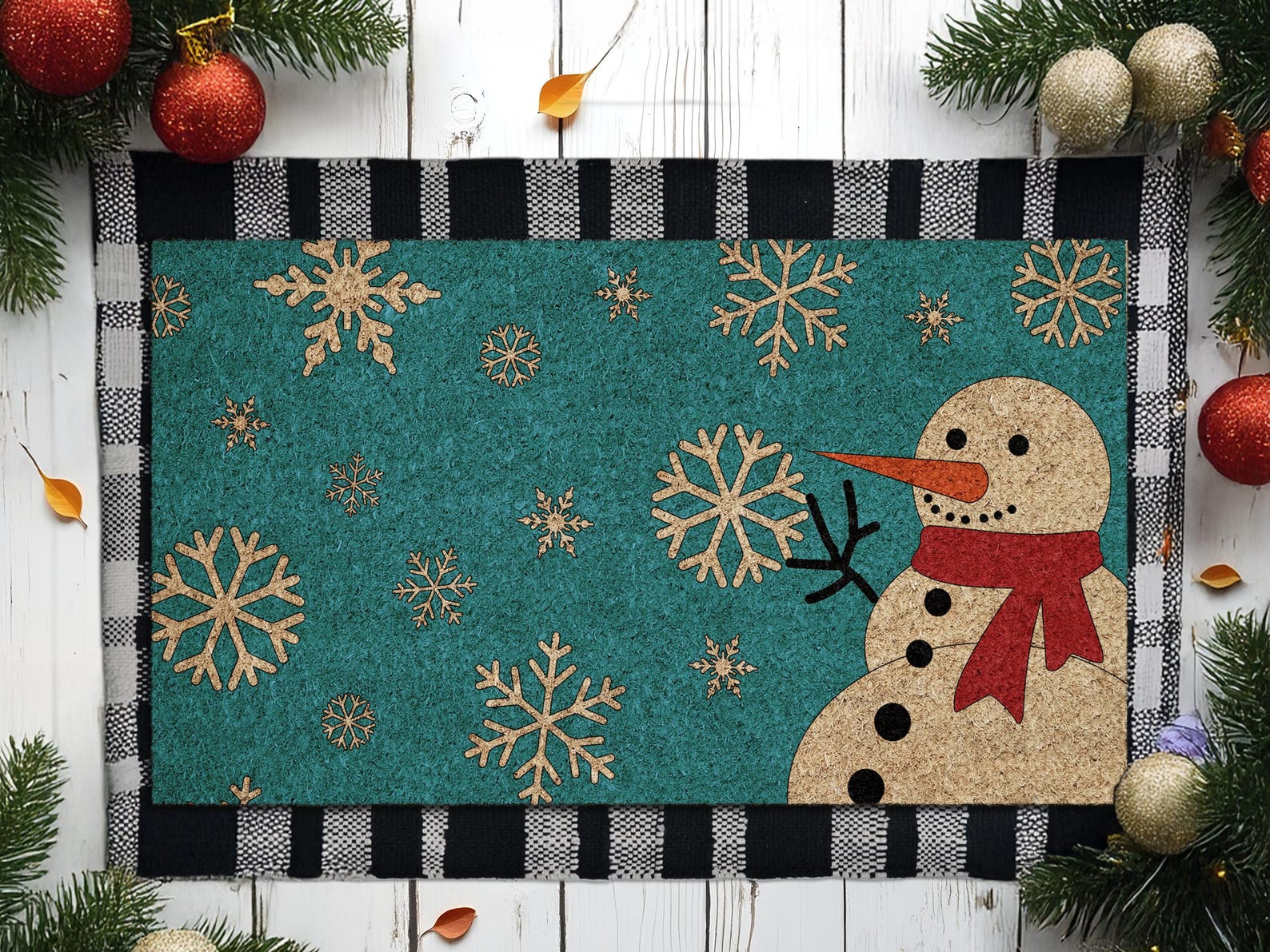 Christmas Snowman Happy, Christmas Snow Coir Door Mat, Front Door Mat ...