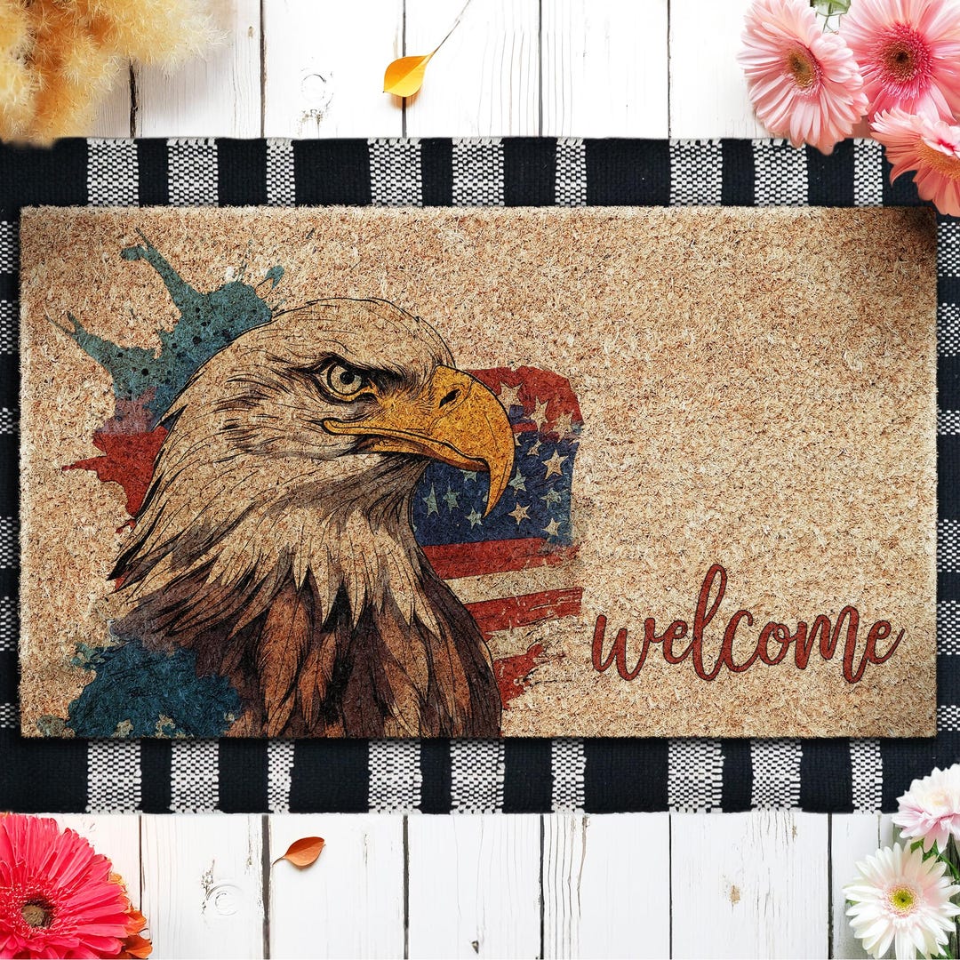 Eagle Door Mat, 4th of July Door Mats, Patriotic Doormat, USA Flag ...