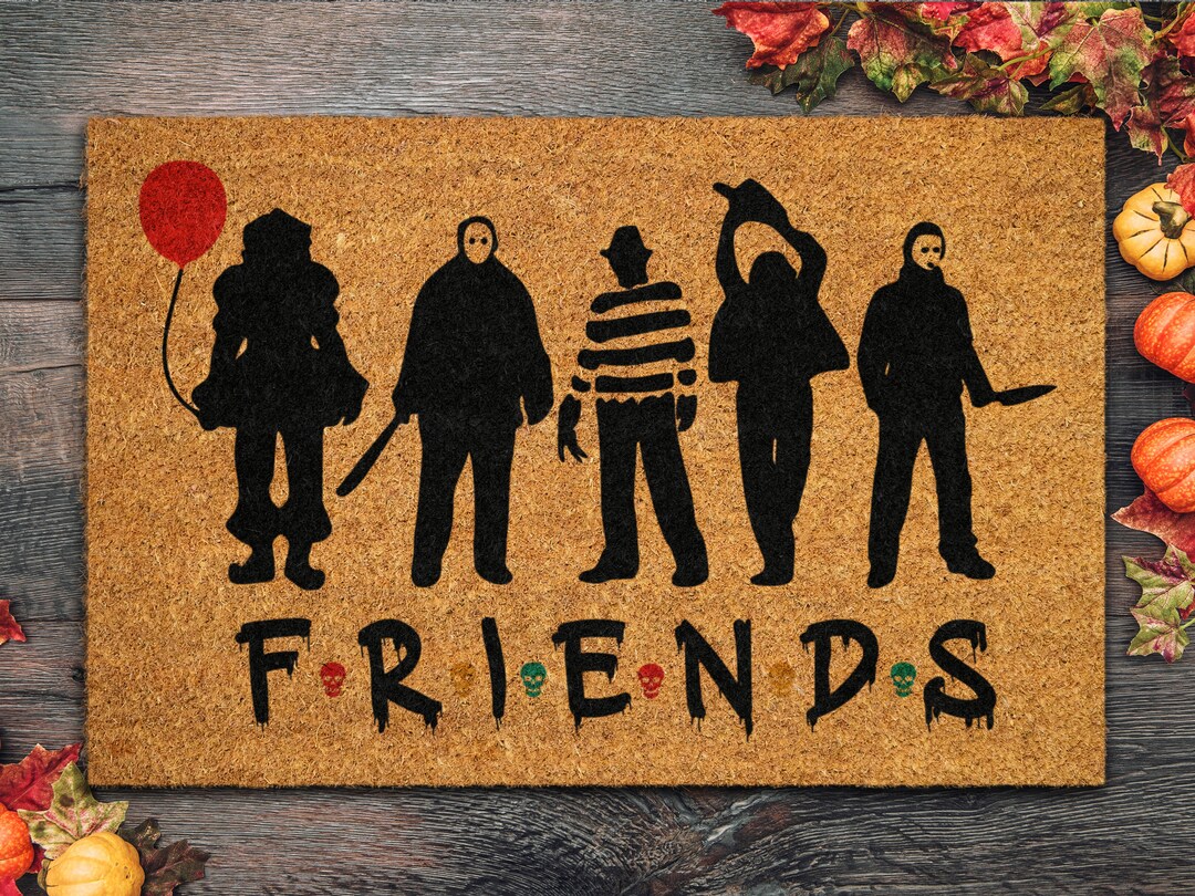 Friends Are Coming Coir Door Mat, Welcome Horror Characters Halloween ...