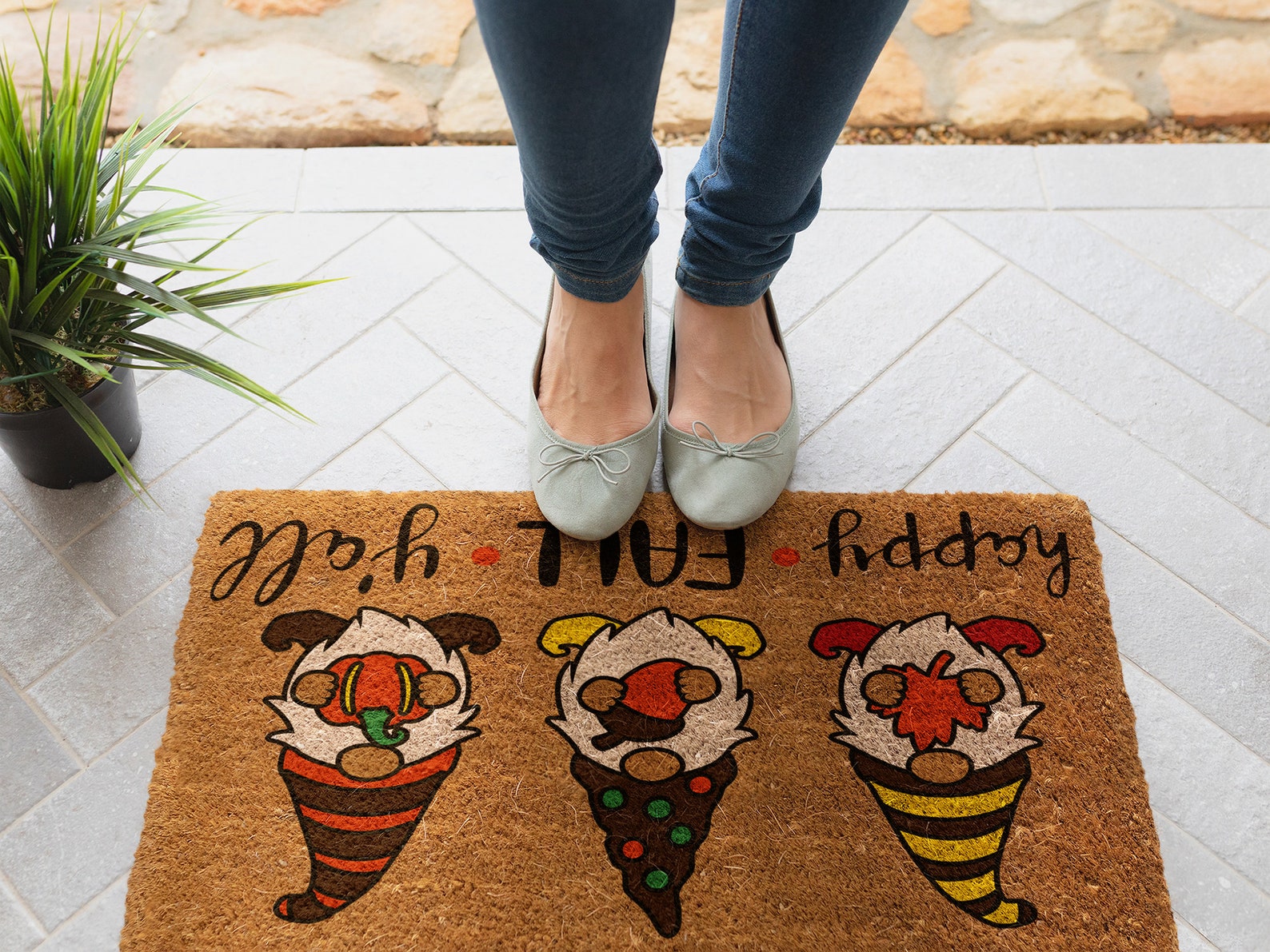 Happy Fall Y'all Gnome Coir Door Mat Welcome Mat Front - Etsy