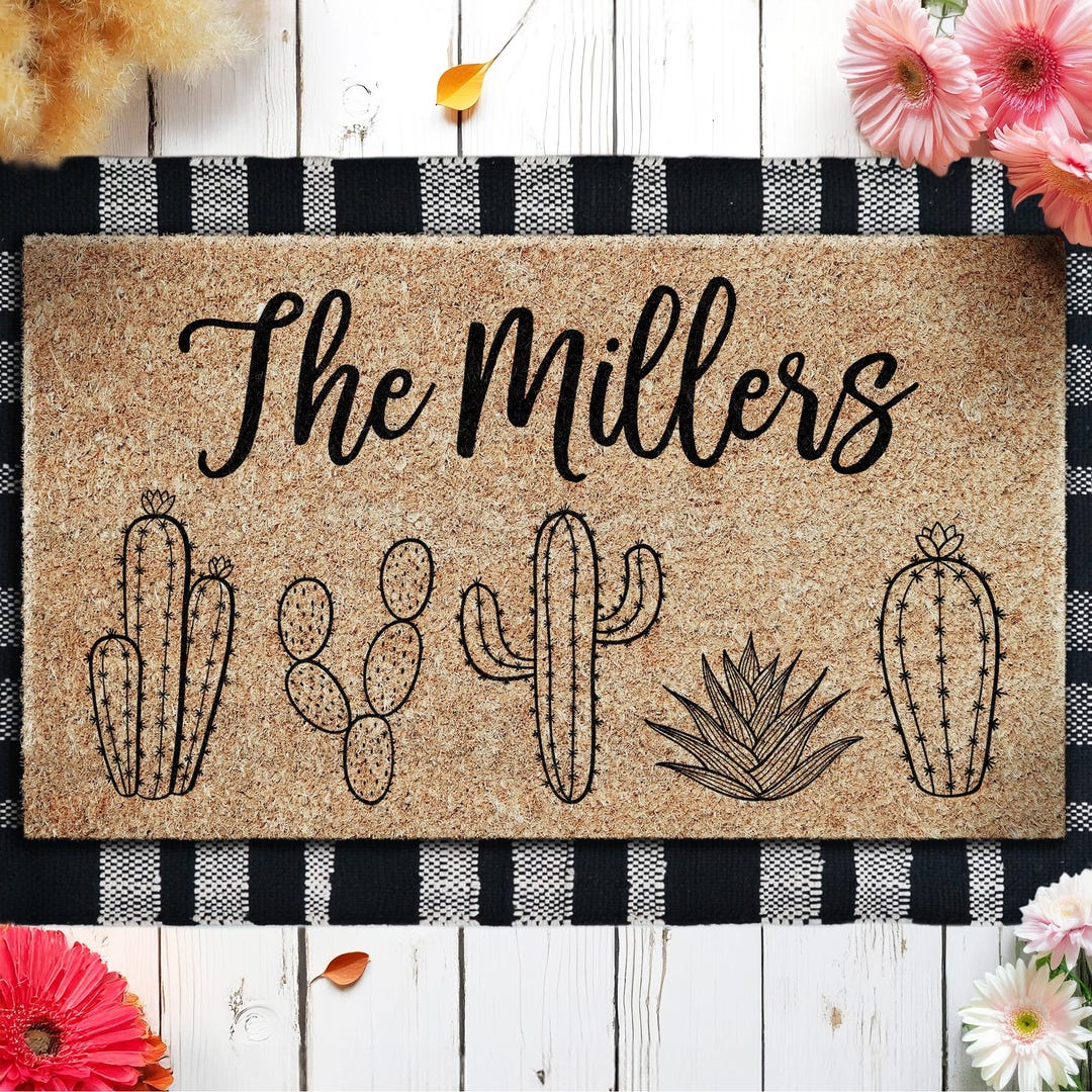 Cactus Personalized Doormat, Custom Cactus Door Mat, Doormats, Welcome ...