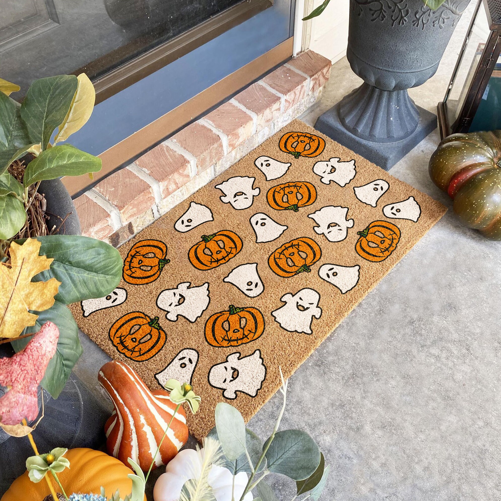 Halloween Ghosts Pumpkins Coir Door Mat Welcome Mat Front - Etsy