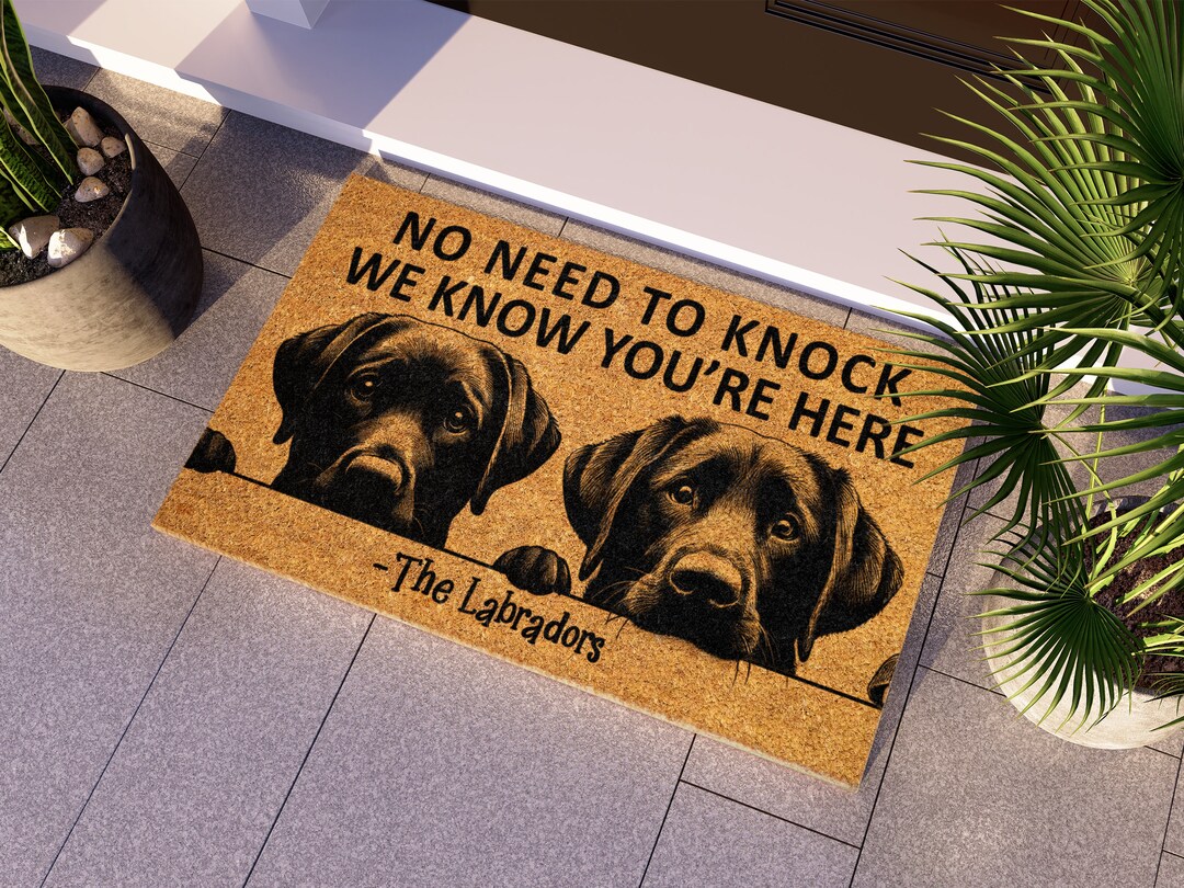 Labrador Peekaboo Door Mat, Labradors We Know You ARE Here Labrador ...