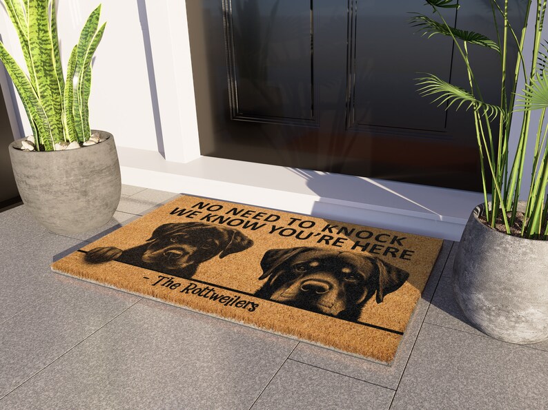 Rottweiler Door Mat, Rottweiler We Know You ARE Here Rottweilers Dogs ...