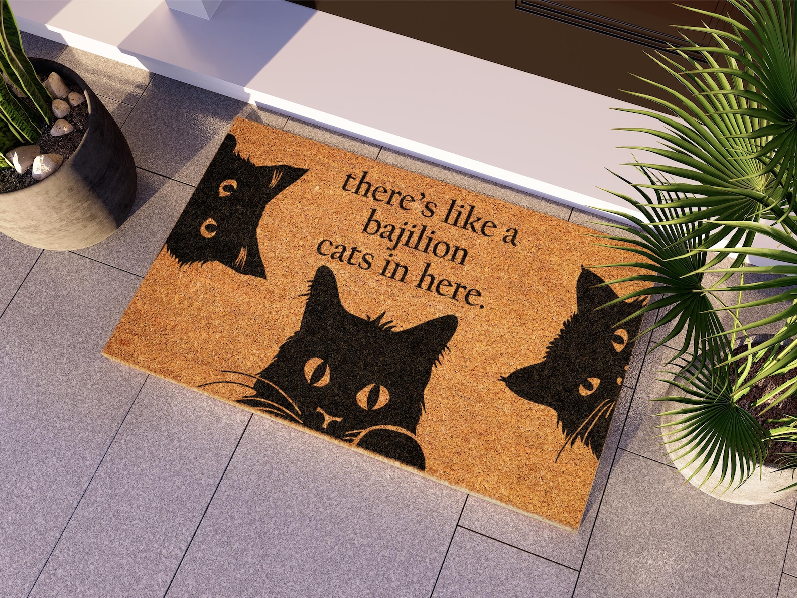 Cats Peekaboo, Welcome Hope You Like Cats Doormat, Welcome Cats Door ...