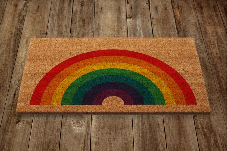 Rainbow Door Mat Rainbow Welcome Coir Door Mats Funny - Etsy