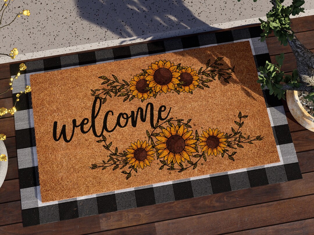 Sunflowers Coir Mat , Sunflowers Home Doormat, Housewarming Gift ...