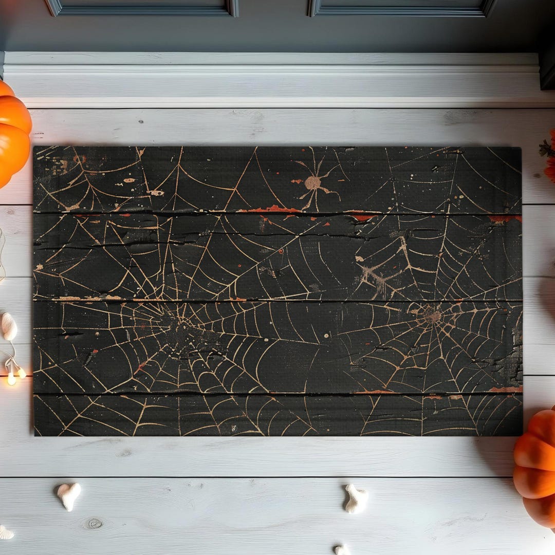 Rustic Spider Webs Mat, Candy Mat, Welcome Halloween Mat Halloween ...