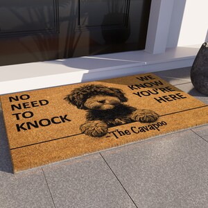 Cavapoo Doormat, We Know You ARE Here Door Mats Cavapoos Door Mat, Welcome Funny Doormat ...