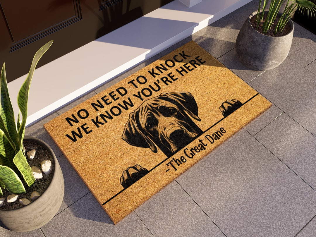 Great Dane Peekaboo Door Mat, Great Dane We Know You ARE HERE, No Need ...