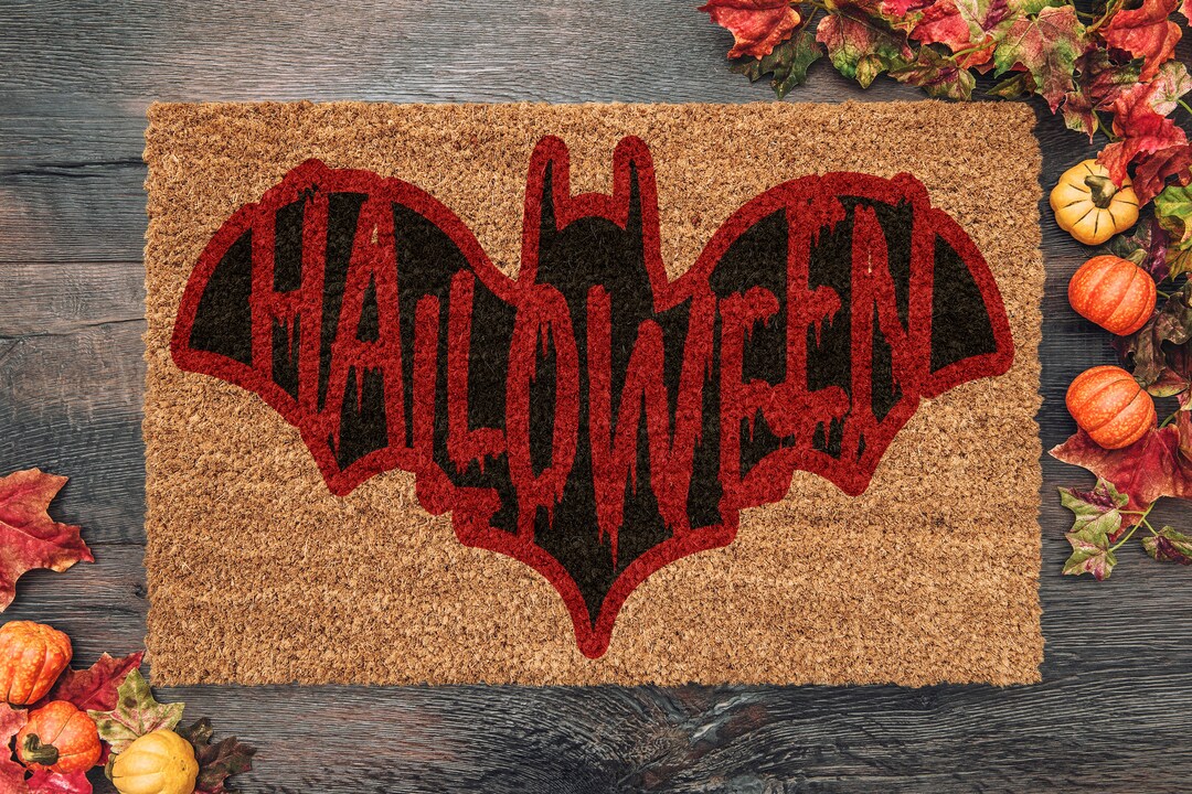 Halloween Bat Halloween Door Mat, Coir Door Mat, Welcome Mat, Front ...