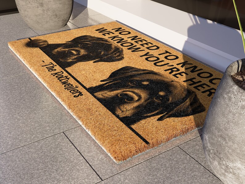 Rottweiler Door Mat, Rottweiler We Know You ARE Here Rottweilers Dogs ...