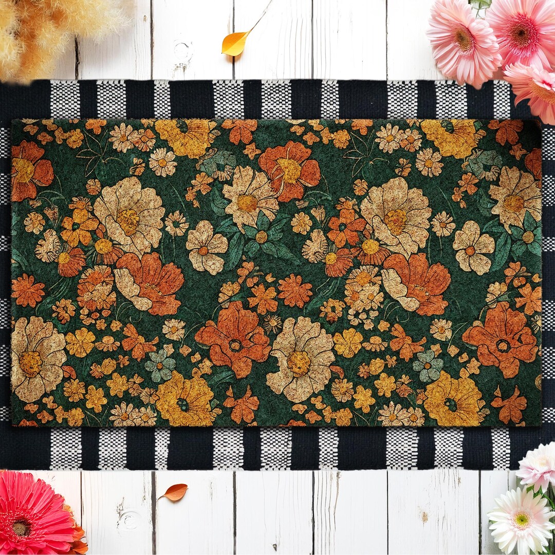 Wildflower Door Mat, Spring Door Mats, Farmhouse Doormat, Colorful Wild ...