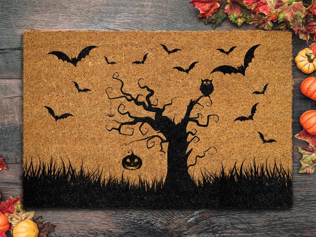 Halloween Bats Are Coming Coir Door Mat, Welcome Halloween Front Door ...