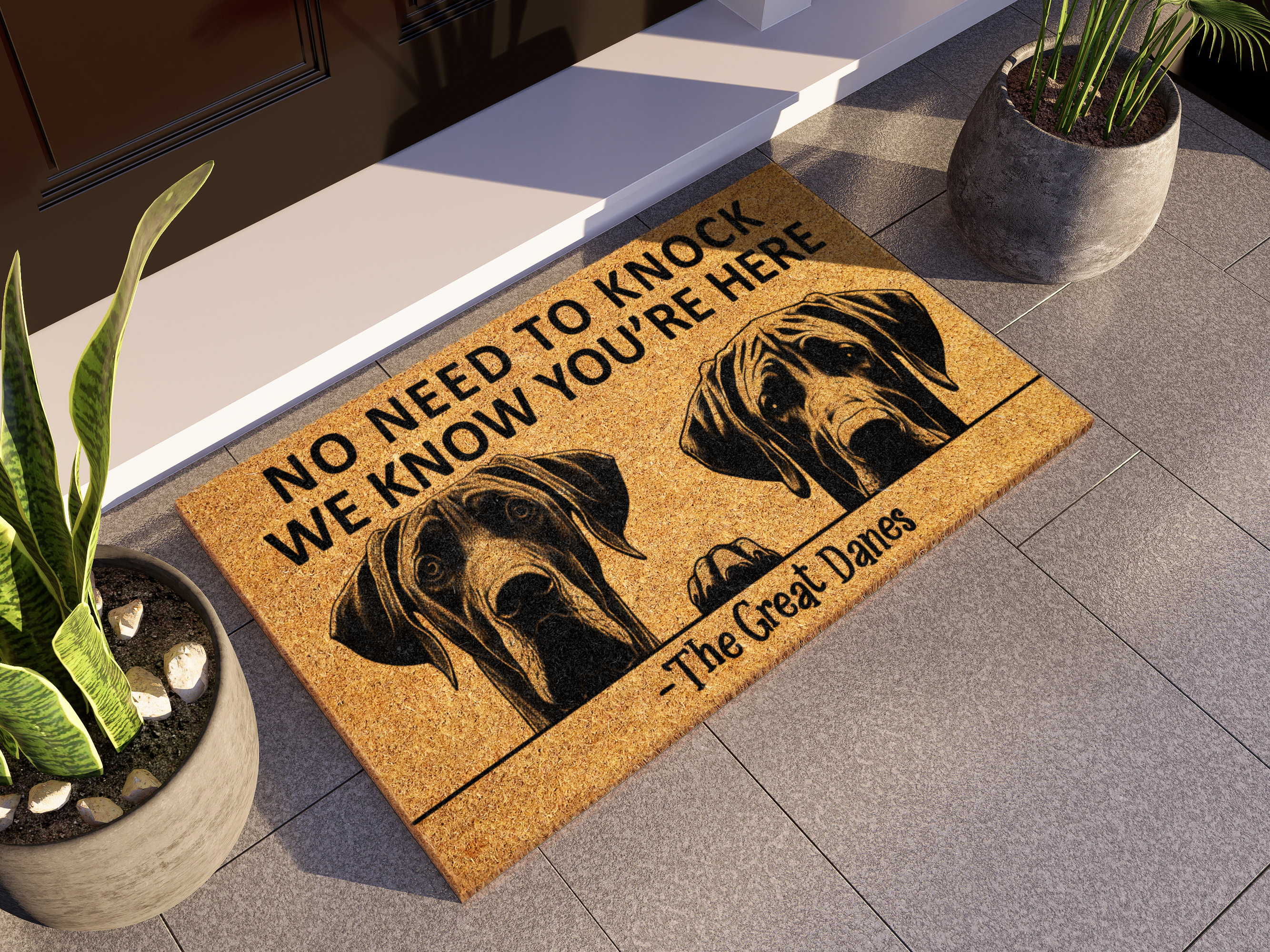 Great Dane Peekaboo Door Mat, Great Danes We Know You ARE HERE, No Need ...
