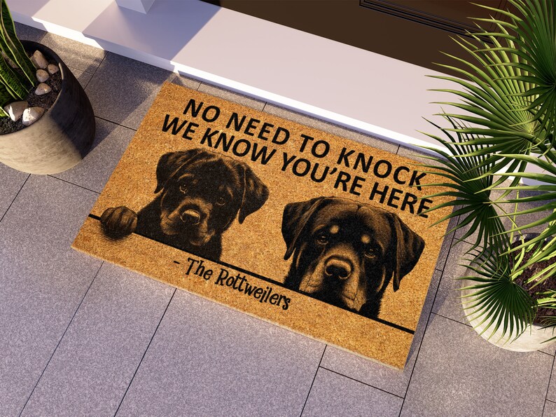 Rottweiler Door Mat, Rottweiler We Know You ARE Here Rottweilers Dogs ...