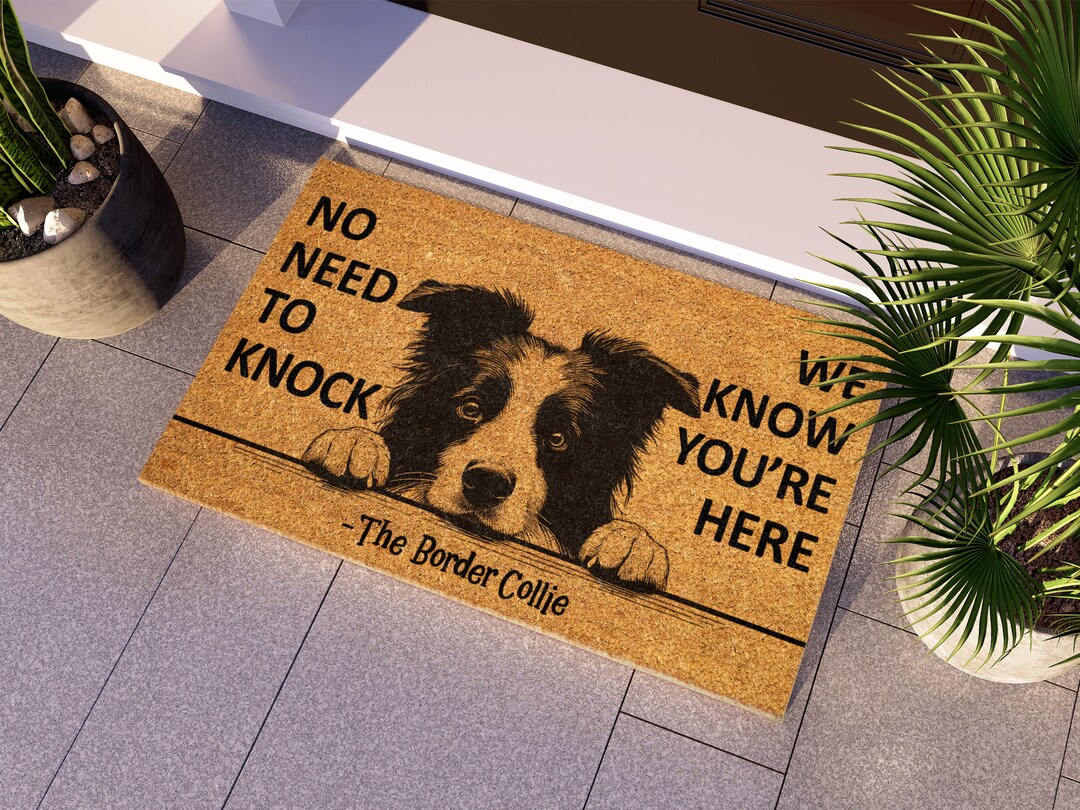 Border Collie Peekaboo Doormat, Border Collie Peekaboo Mat, No Need to ...