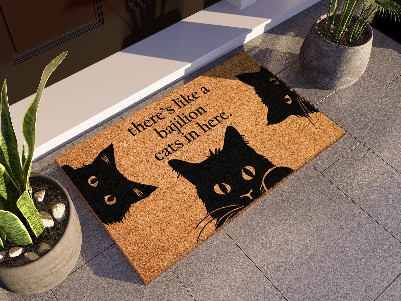 Cats Peekaboo, Welcome Hope You Like Cats Doormat, Welcome Cats Door ...