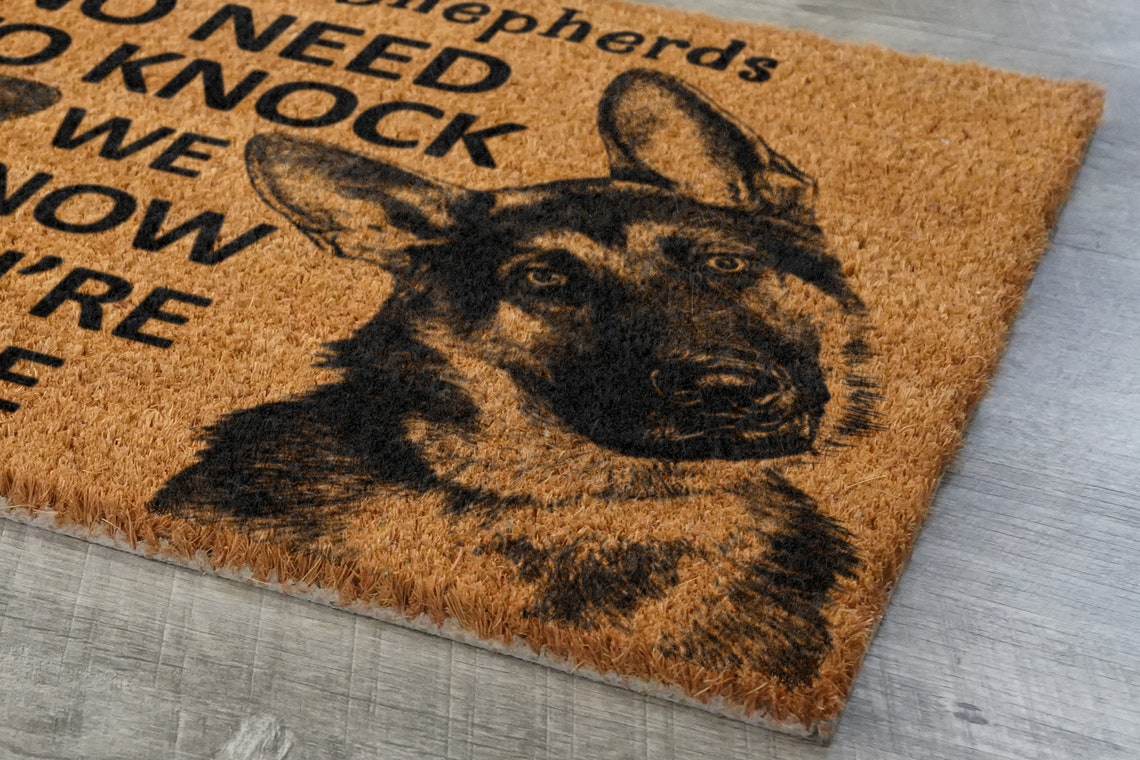 Christmas Doormat the German Shepherds Door Mat, We Know You ARE Here ...
