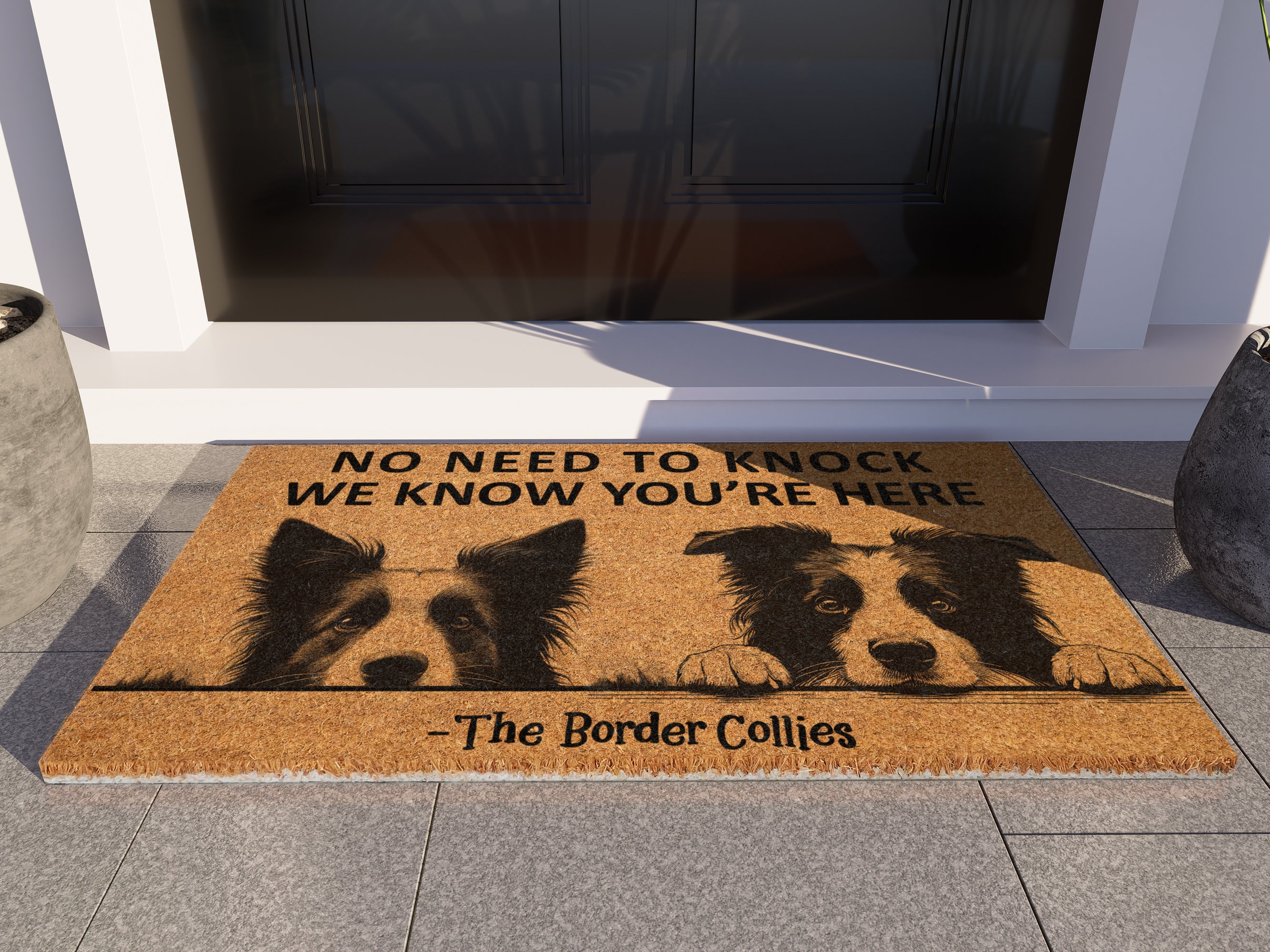 Border Collie Peekaboo Doormat, Border Collies Peekaboo Mats, No Need ...