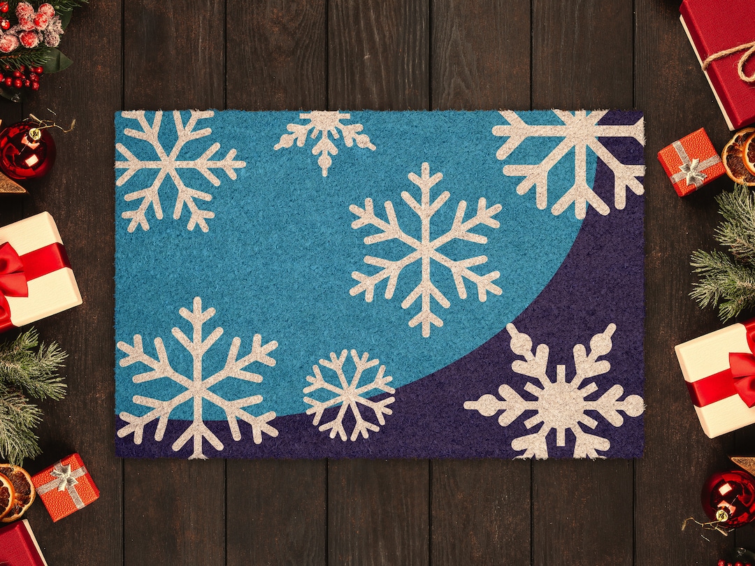 Christmas Snow Drops, Christmas Snow Coir Door Mat, Front Door Mat ...