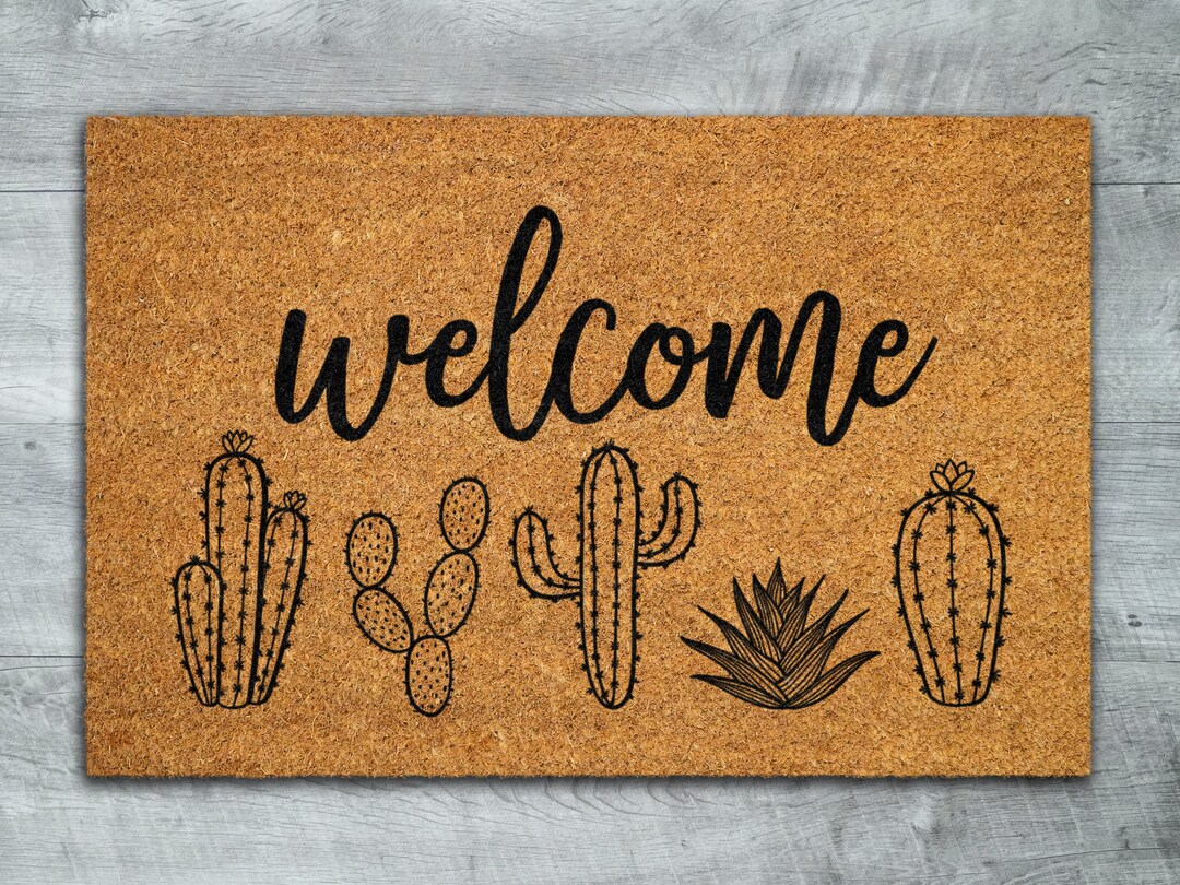 Welcome Cactus Mat, Welcome Cactus Coir Doormats, Cactus Doormats ...