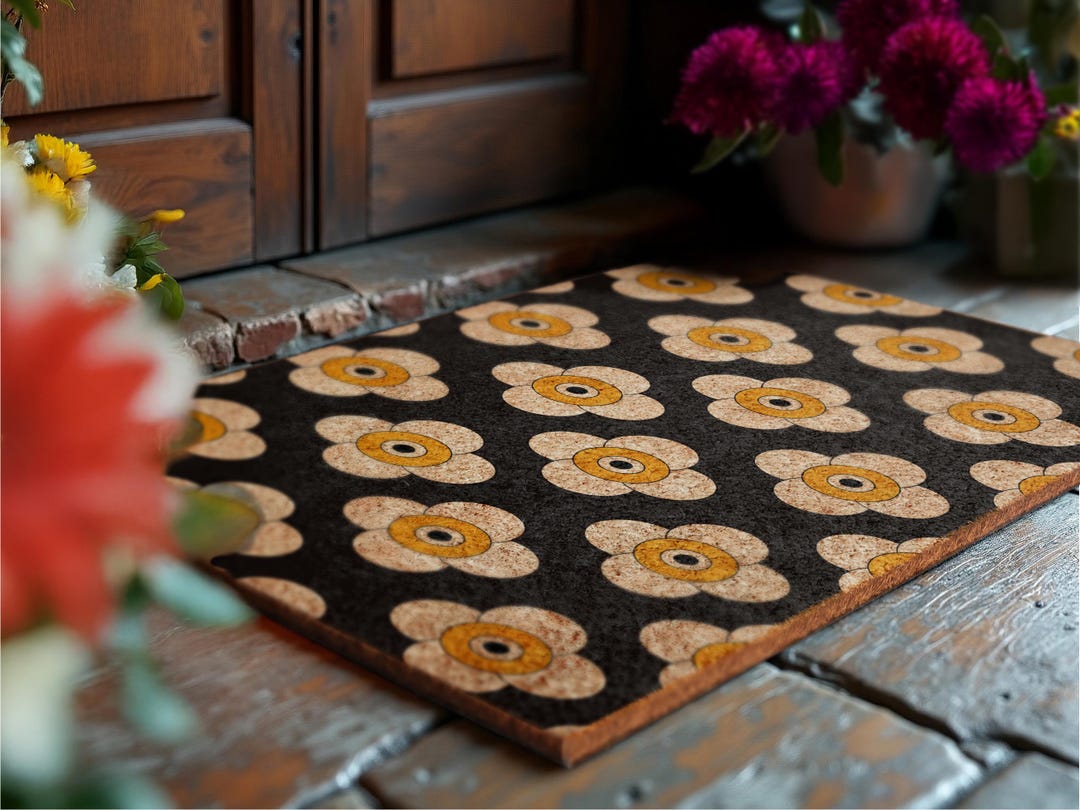 Floral Coir Doormat, Rustic Entryway Rug, Housewarming Gift - Etsy