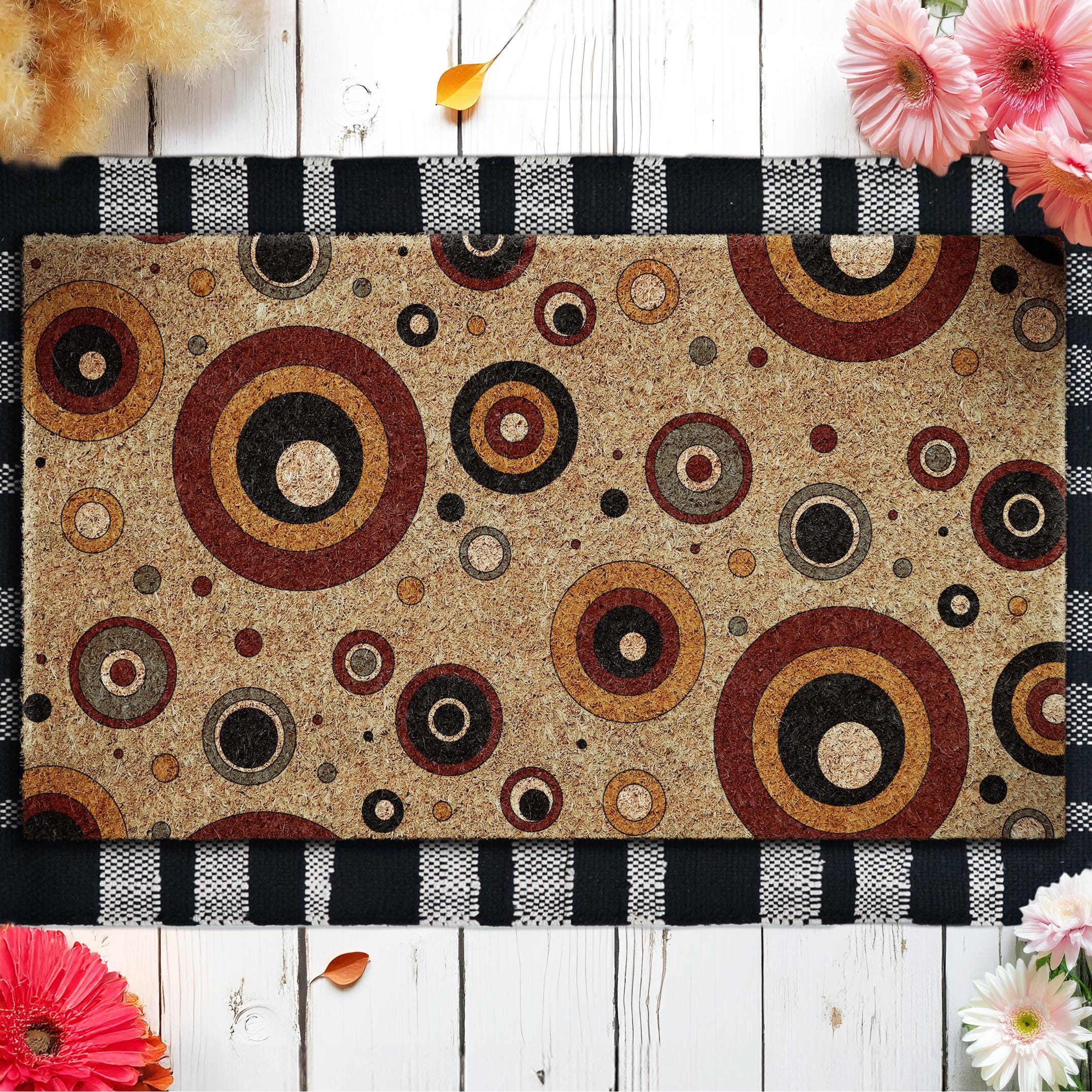 Retro Polka Dots Door Mat Minimalist Doormat Mat, Retro Doormat ...