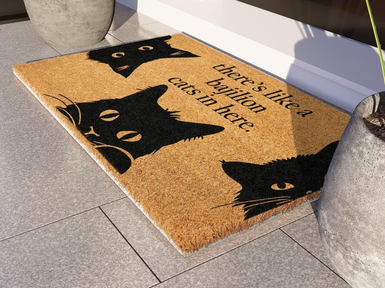 Cats Peekaboo, Welcome Hope You Like Cats Doormat, Welcome Cats Door ...