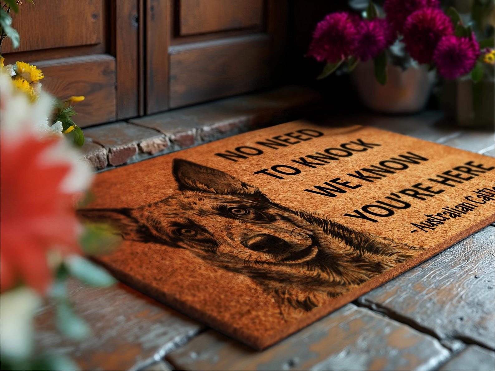 Australian Cattle Dog Door Mat, Australian Cattle Dog We Know You ARE ...
