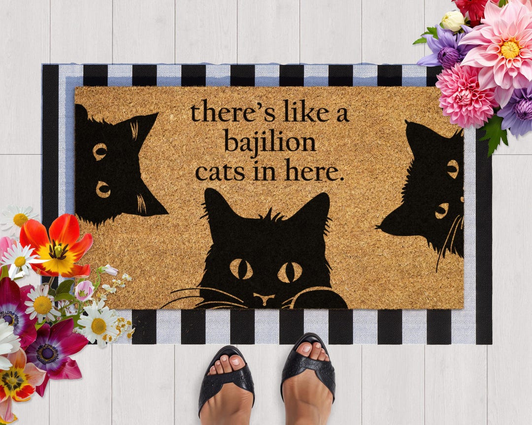 Cats Peekaboo, Welcome Hope You Like Cats Doormat, Welcome Cats Door ...