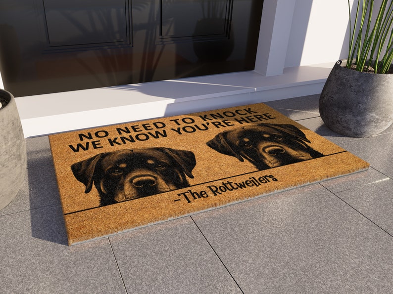Rottweiler Door Mat, Rottweiler We Know You ARE Here Rottweilers Dogs ...