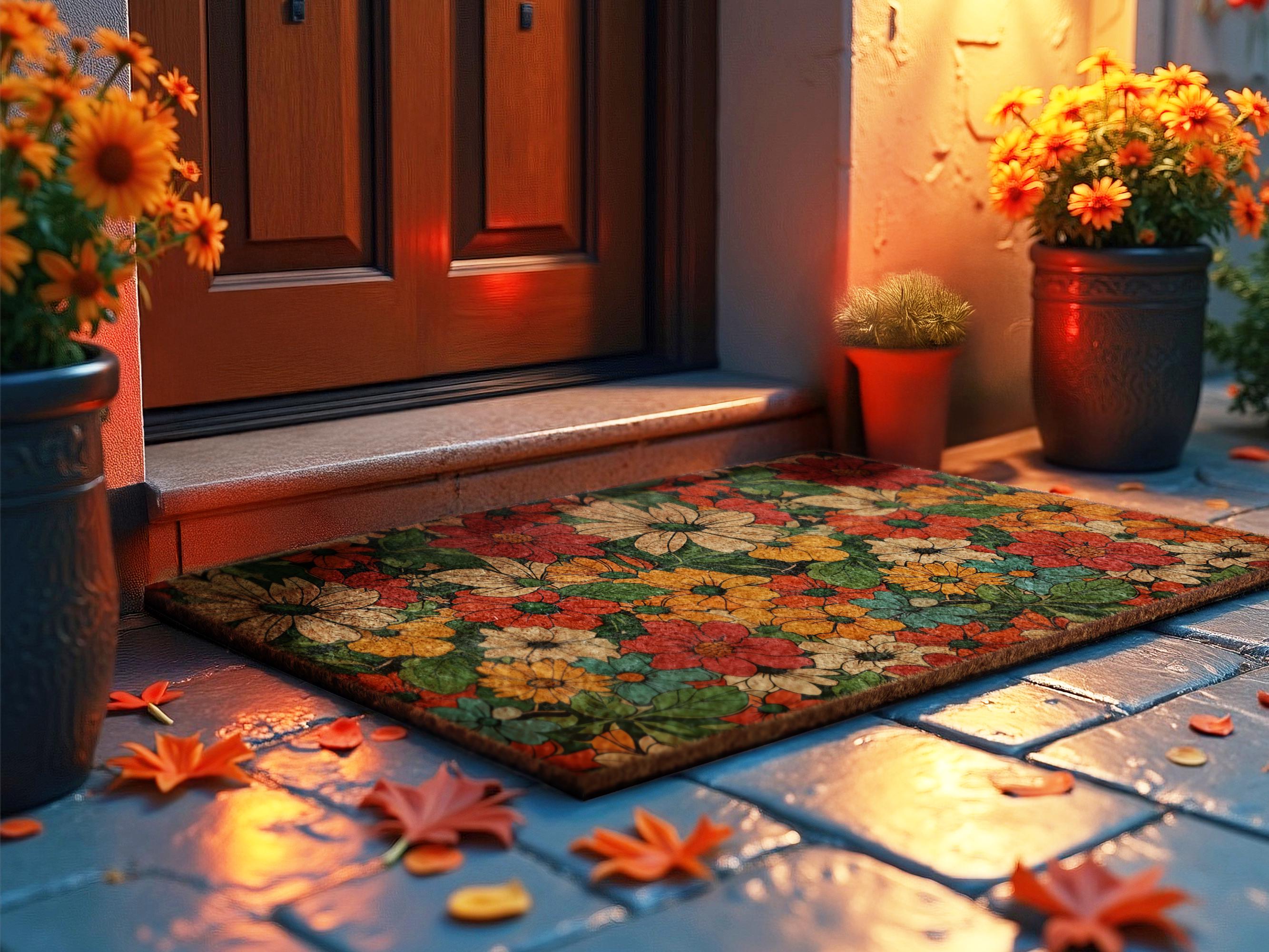 Wildflower Door Mat, Spring Door Mats, Farmhouse Doormat, Colorful Wild ...